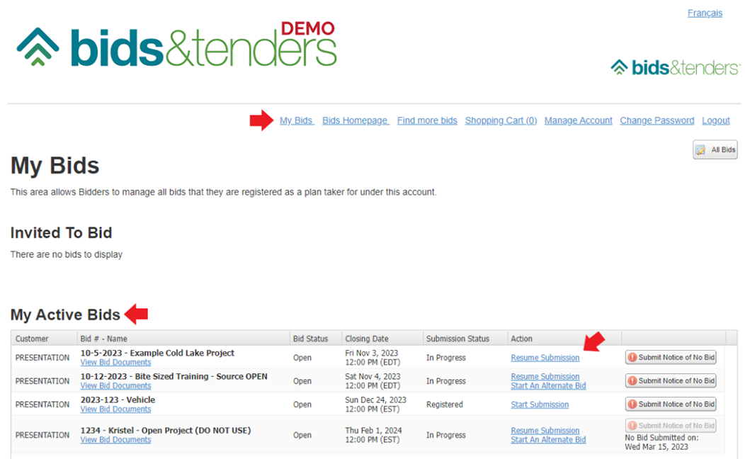 Resume Submission – bids&tenders